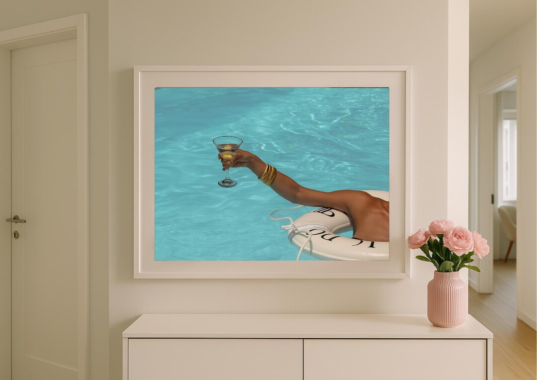 Poolside Cocktail Art Print – Glam Summer Wall Poster, Fashion Doll ...