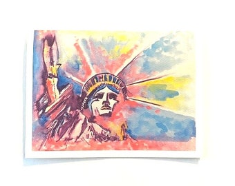 Lady Liberty Statue of Liberty Note Card Greeting Card - Etsy