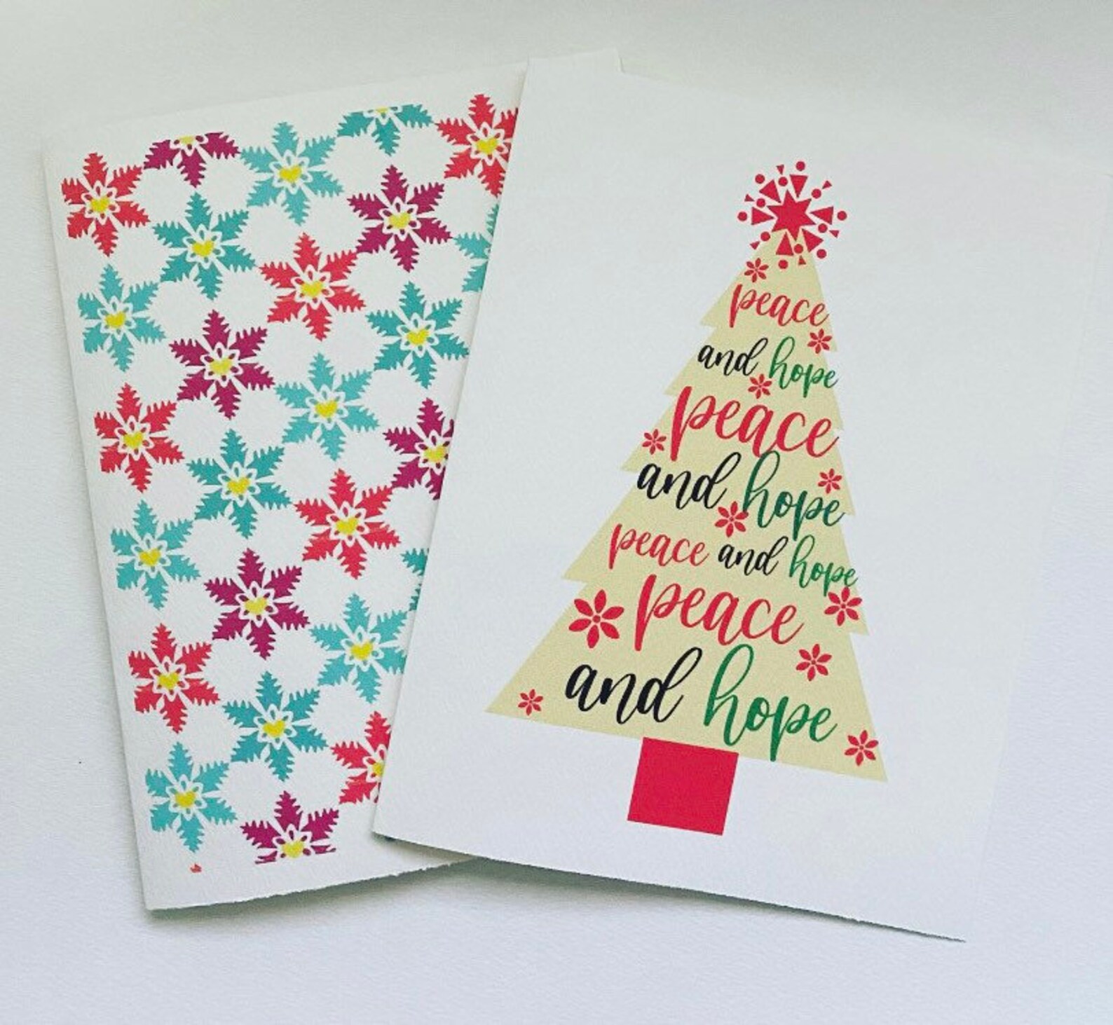 Peace and Hope Tree With Snowflakes 10 Pack - Etsy