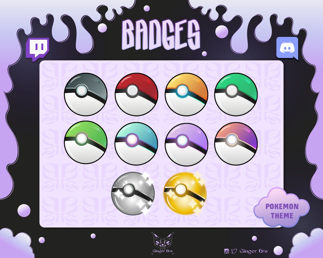 Pokeball Twitch Stream Badges Kick, Pack of 10. - Etsy