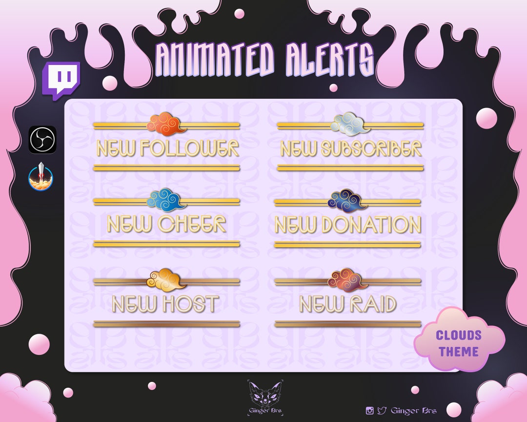 6 Animated Twitch Alerts Cloud Design for Streaming - Etsy