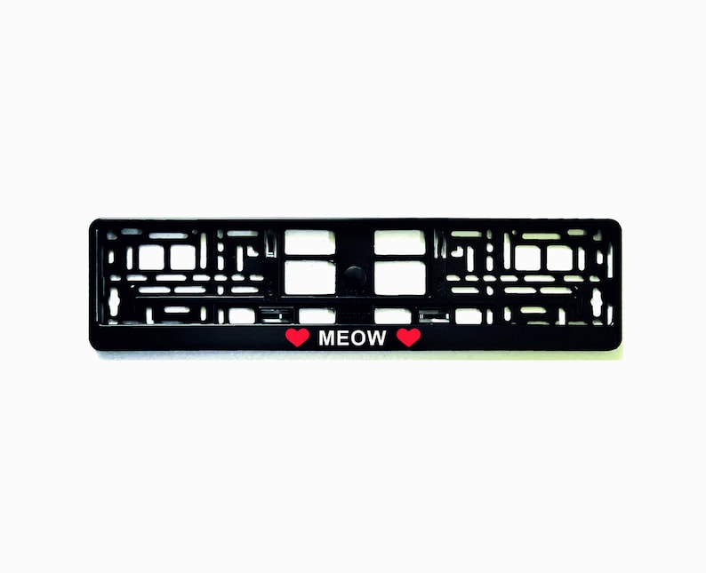 2x European License Number Plate Frame Holder Surround MEOW - Etsy
