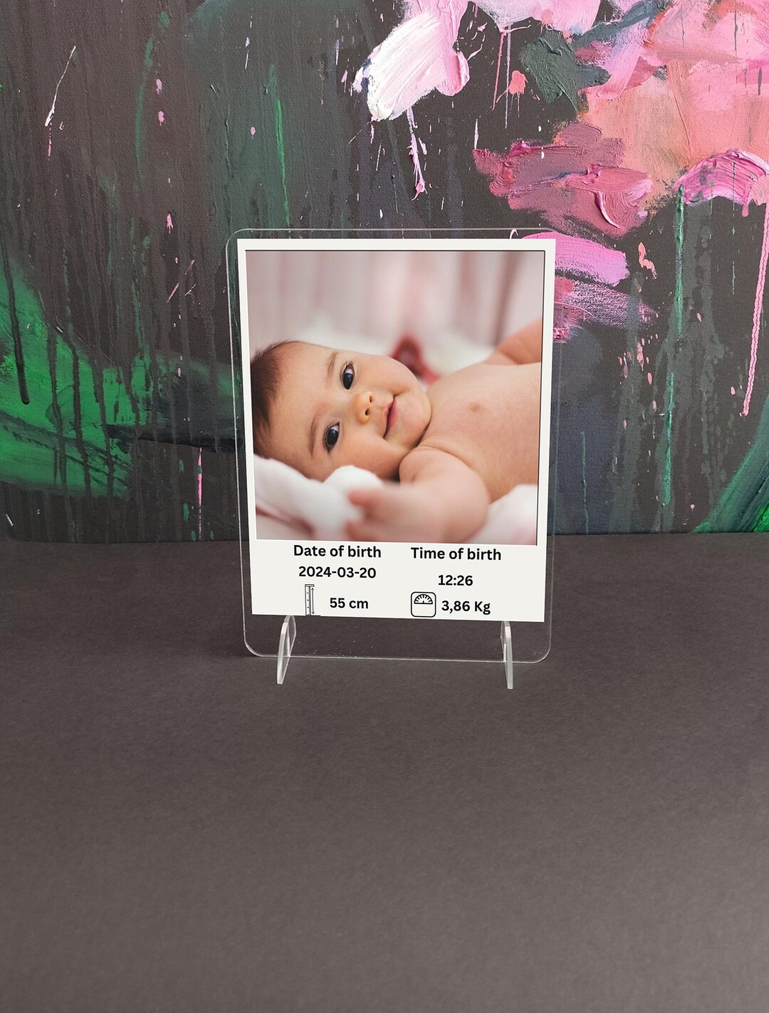 Personalized Birth Metrics Plaque With Stand Custom Photo Plaque ...