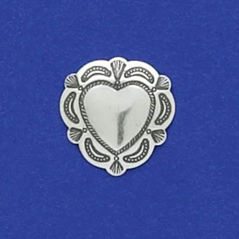 Sterling Silver Heart Concho 17mm SMALL or 21mm MEDIUM, Concho Jewelry ...