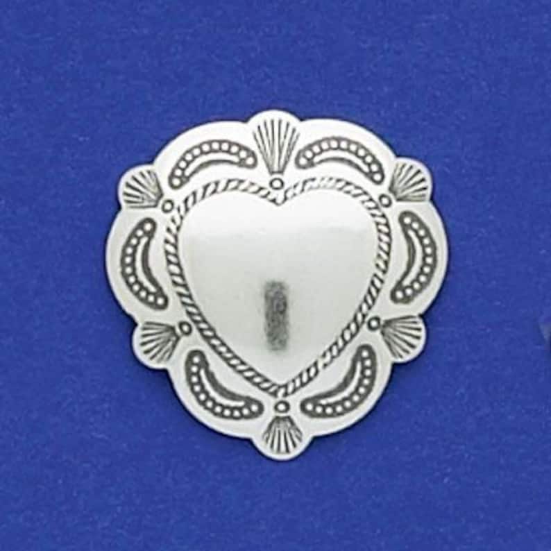 Sterling Silver Heart Concho 17mm SMALL or 21mm MEDIUM, Concho Jewelry ...