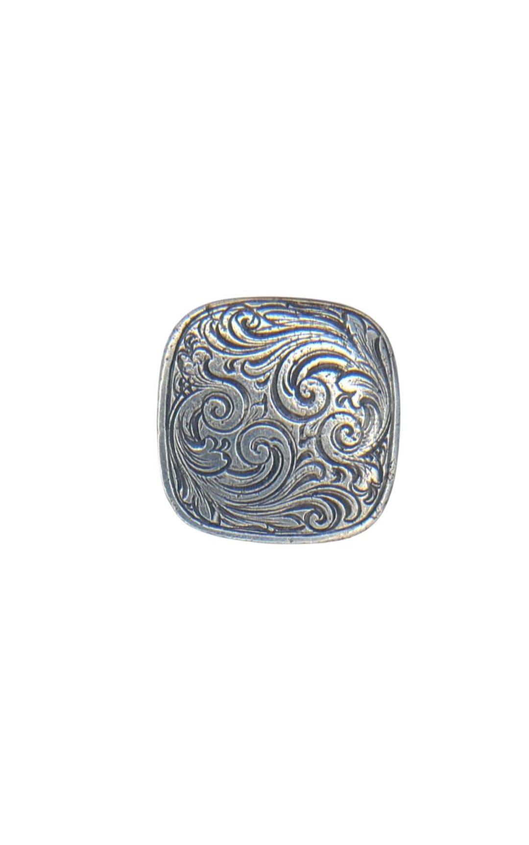 Sterling Silver Engraved Square Ring Top Pressing Stamping, Swirls Ring ...