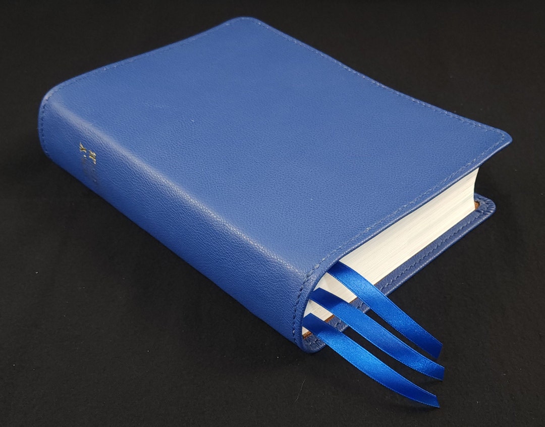 Ocean Blue Cowhide Leather ESV Journaling Study Bible With Blue ...