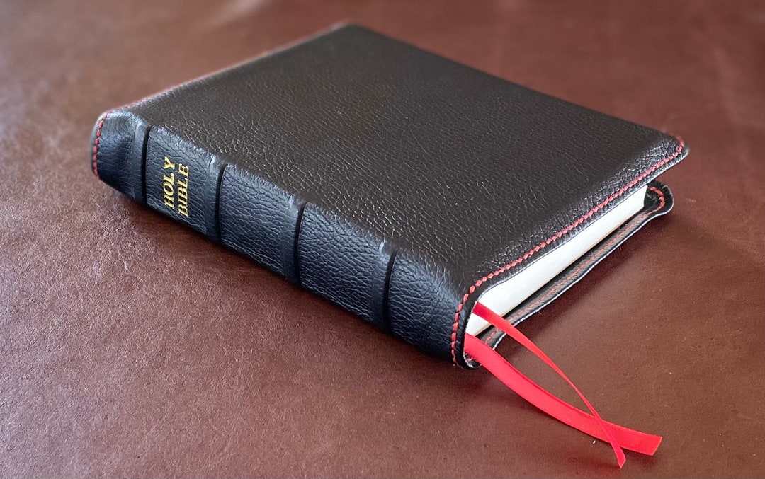 Custom Bible - Premium Leather Bible - Black ESV Leather Journaling ...