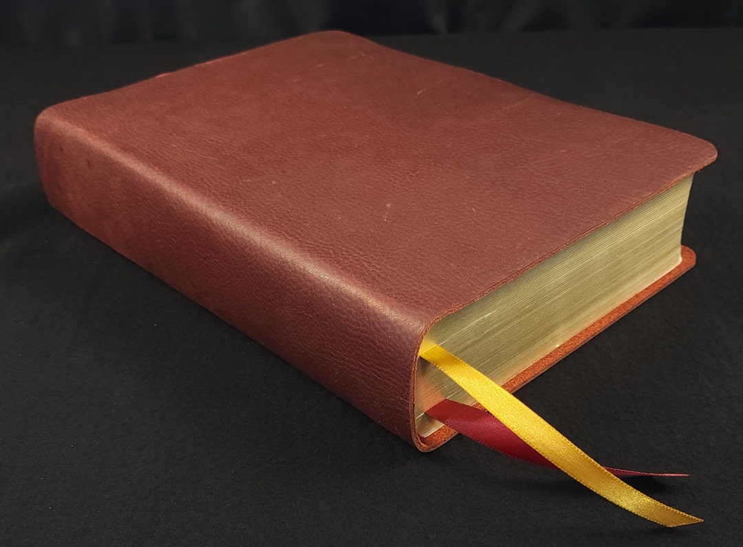 Red Cowhide ESV Study Bible With Two Ribbons in a Rugged Leather Style ...