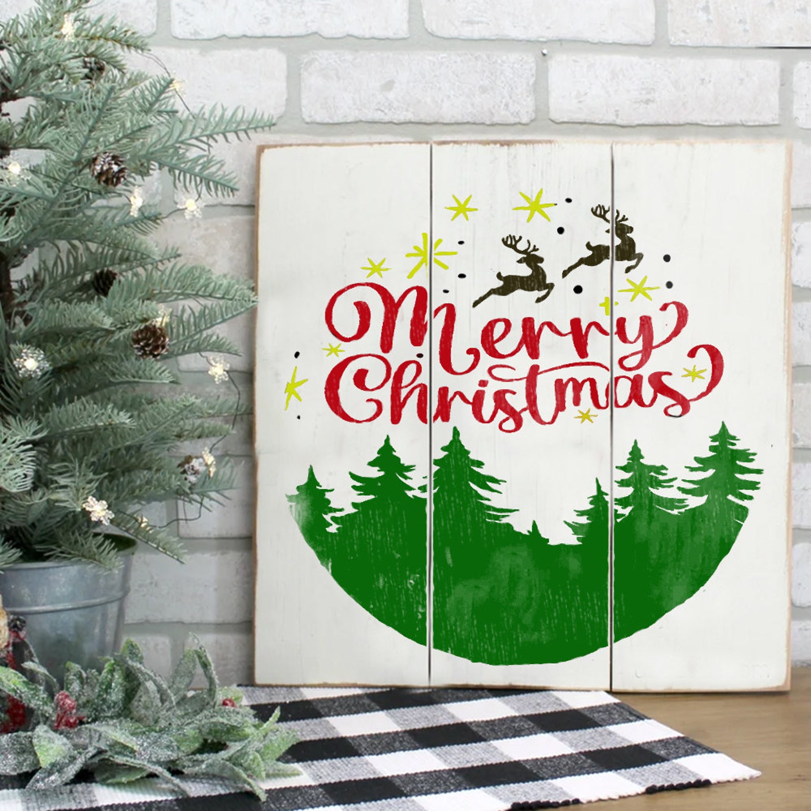12 Inch Round Merry Christmas Stencil - CHRISTMAS TREE Stencil ...