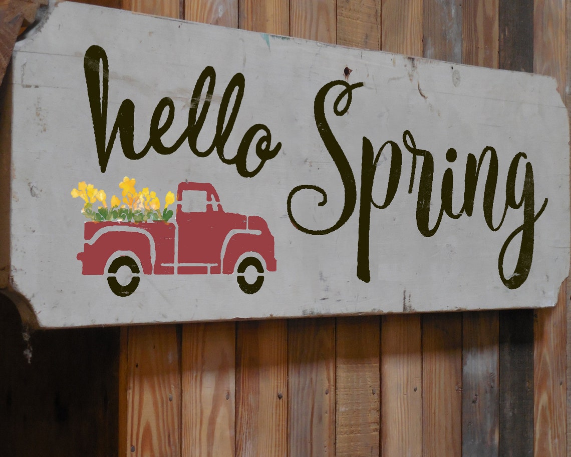 HELLO SPRING Stencil Stencils for Wood Signs Canvas & More - Etsy
