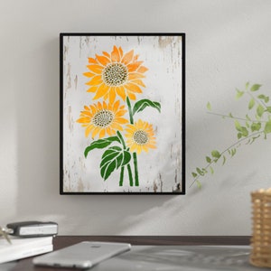 Silk Screen SUNFLOWER Stencil - Flower Adhesive Mesh Transfer Stencil ...
