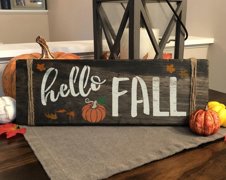 HELLO FALL Stencil Diy Home Fall Decor Craft - Etsy