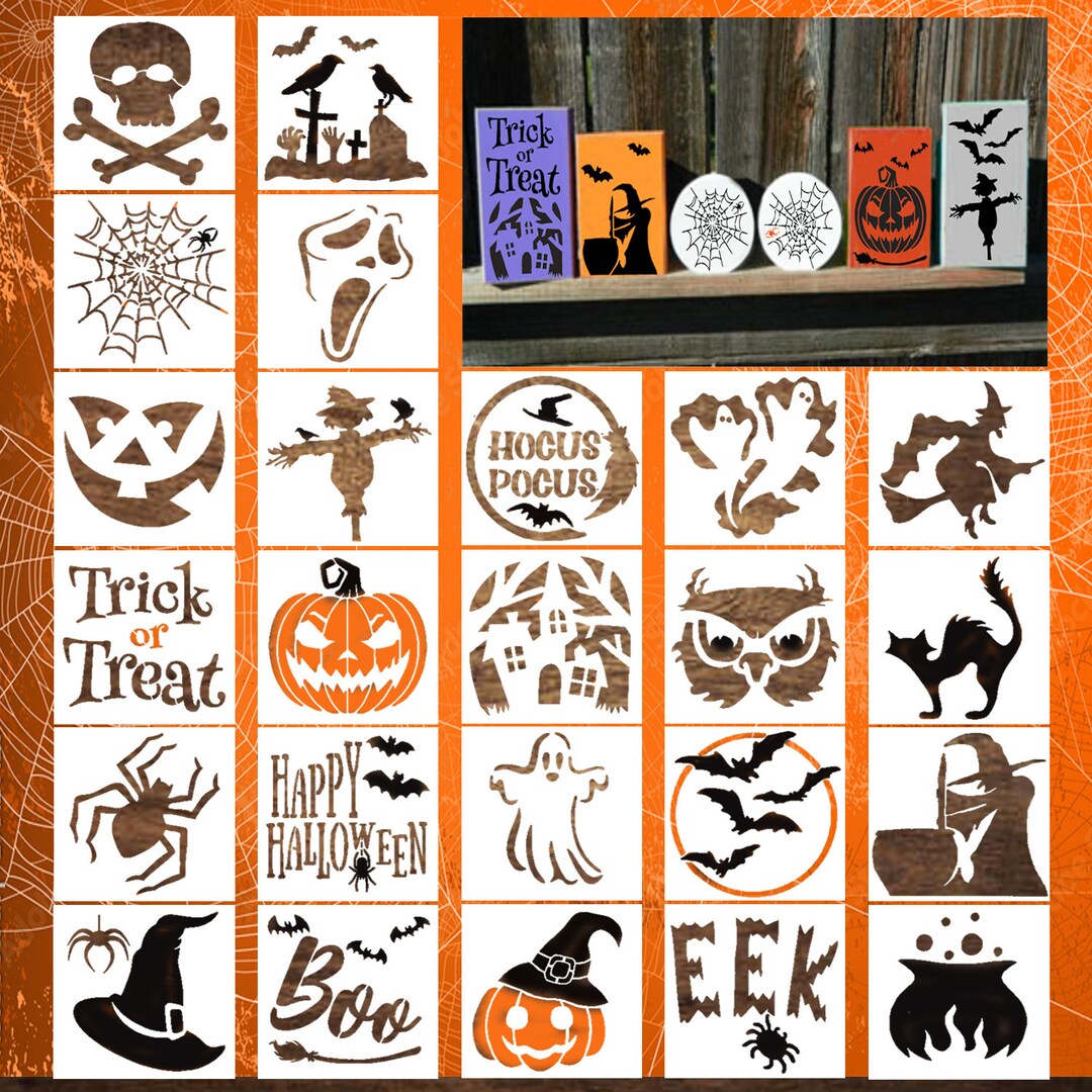 24 Small Halloween Stencils and Templates for Painting - Wood Signs ...