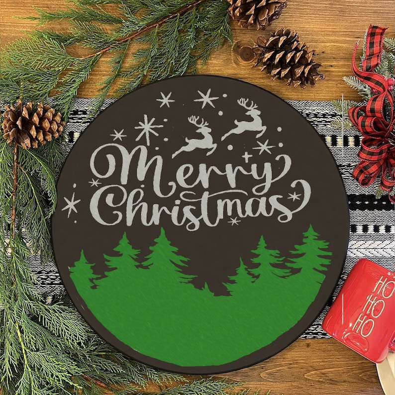 12 Inch Round Merry Christmas Stencil - CHRISTMAS TREE Stencil ...