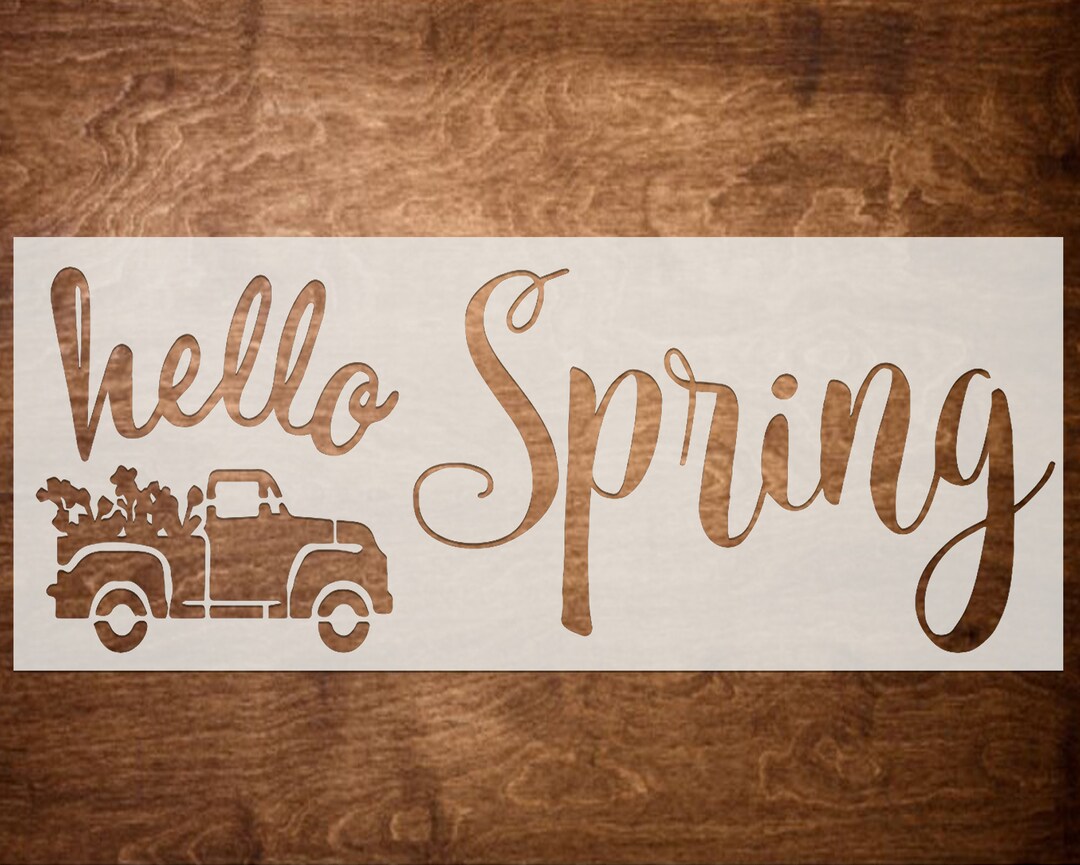 HELLO SPRING Stencil, Stencils for Wood Signs, Canvas & More (stencil ...