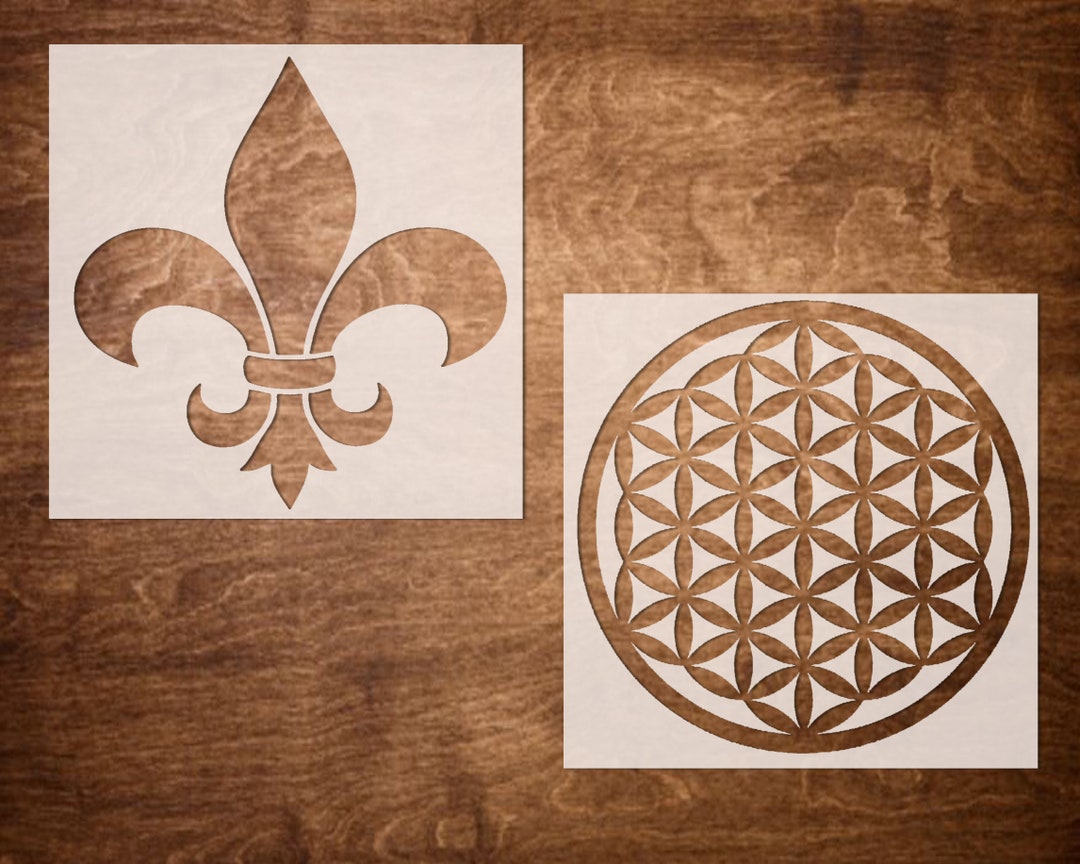 Fleur De Lis & Tree of Life Stencil (6"x6"), Reusable Flower Stencil ...