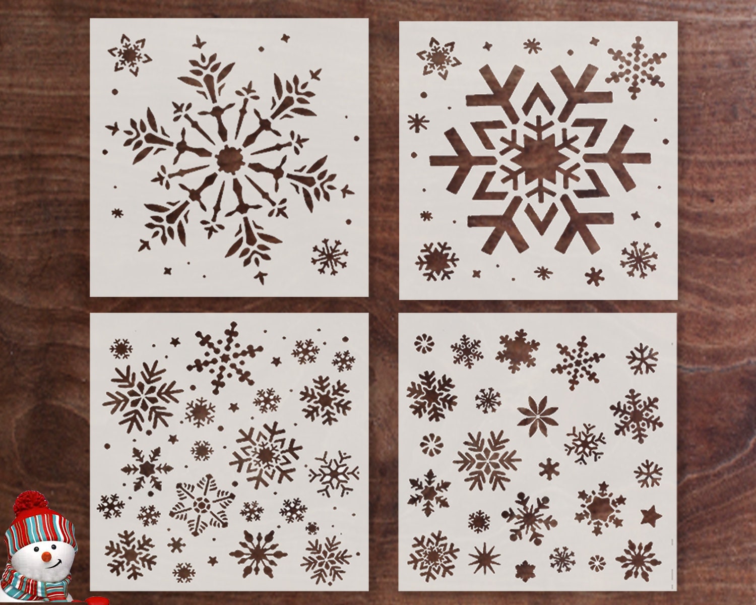 FOUR SNOWFLAKE Stencils, Christmas Stencils, Snowflake Stencils ...