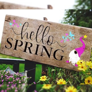 Reusable Stencil, Hello SPRING Stencil for Painting, DIY Craft Gnome ...