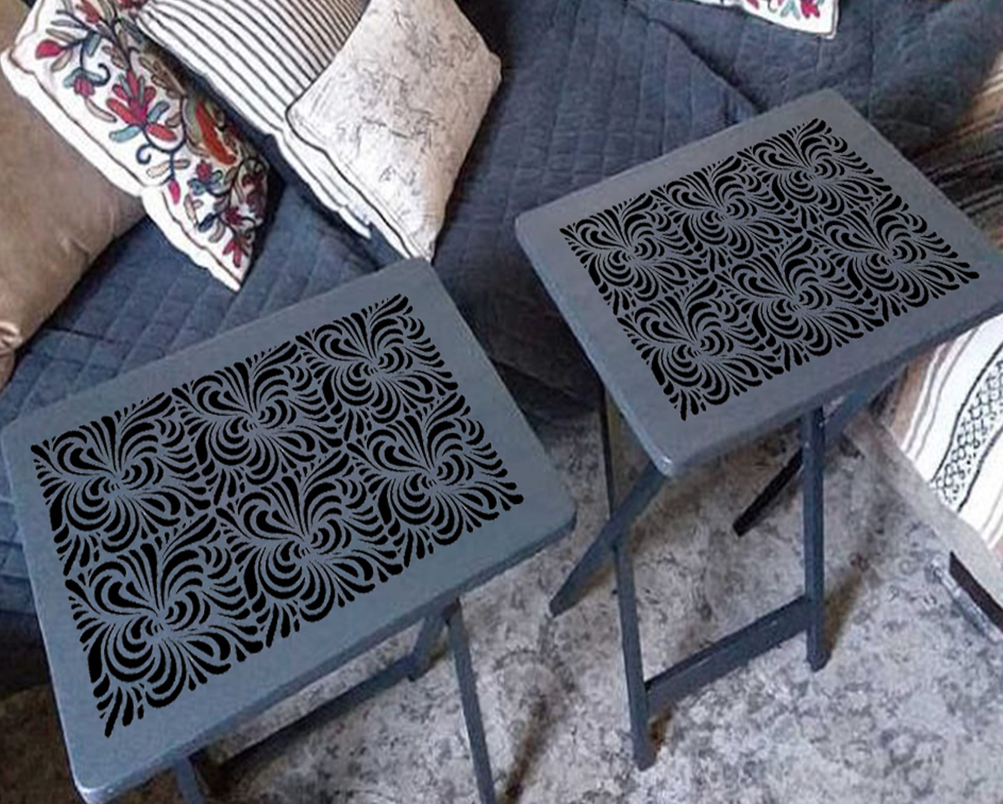 BOHO WAVY LINES Stencil wavy Lines Stencil for Painting on - Etsy