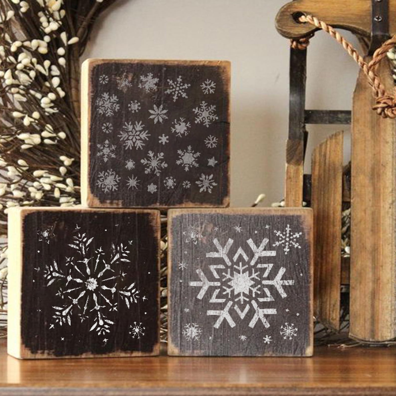FOUR SNOWFLAKE Stencils, Christmas Stencils, Snowflake Stencils ...