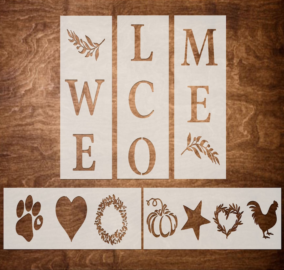 VERTICAL WELCOME Stencils for Wood Signs, Reusable Stencils for ...