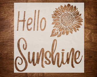 Hello Sunshine Hand Brushed Script Word Stencil Select Size STCL1879 by ...