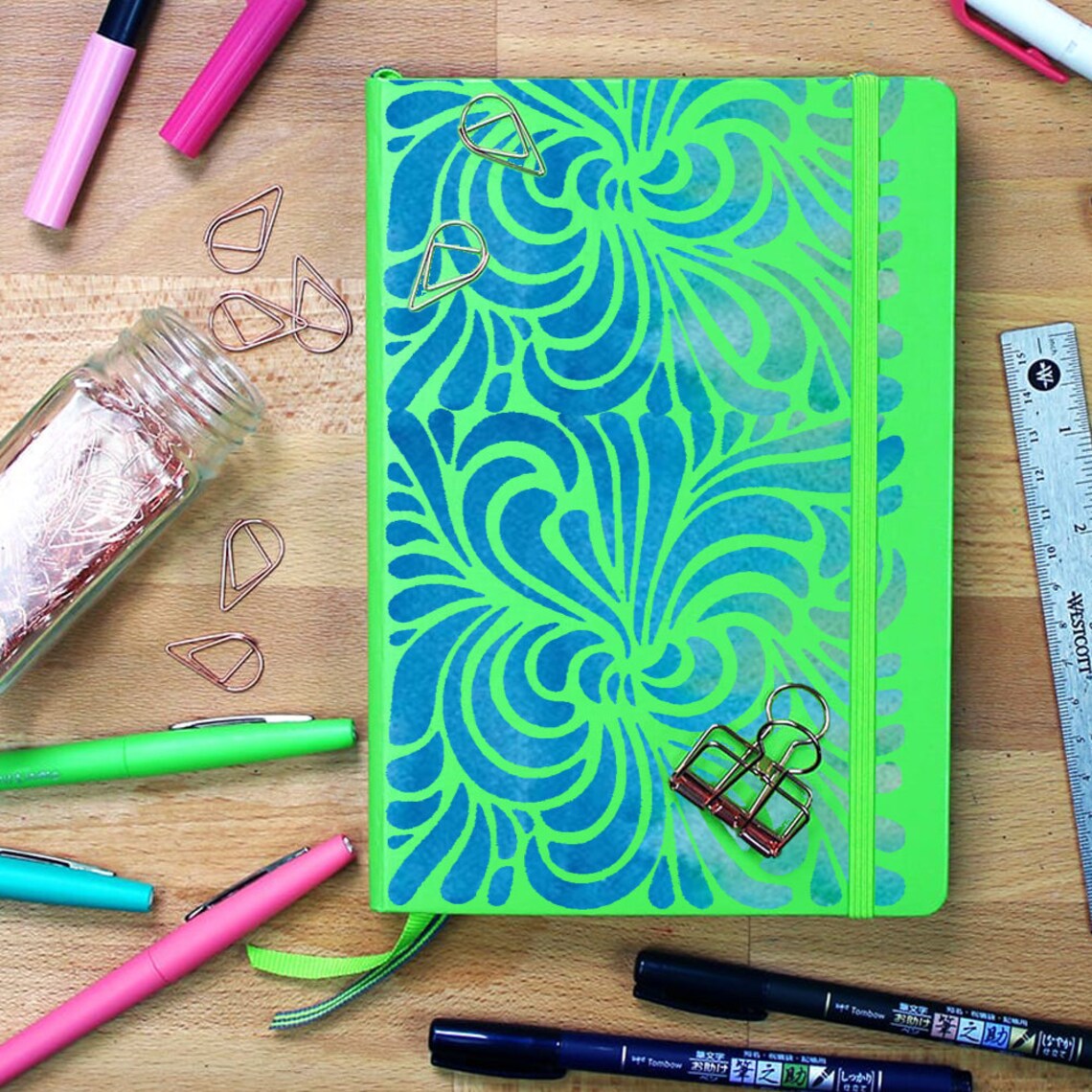 BOHO WAVY LINES Stencil wavy Lines Stencil for Painting on - Etsy