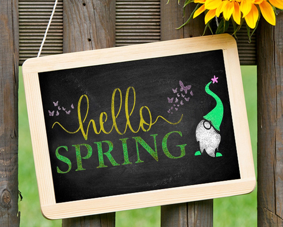 Hello SPRING Stencil for Painting DIY Craft Gnome Stencil - Etsy