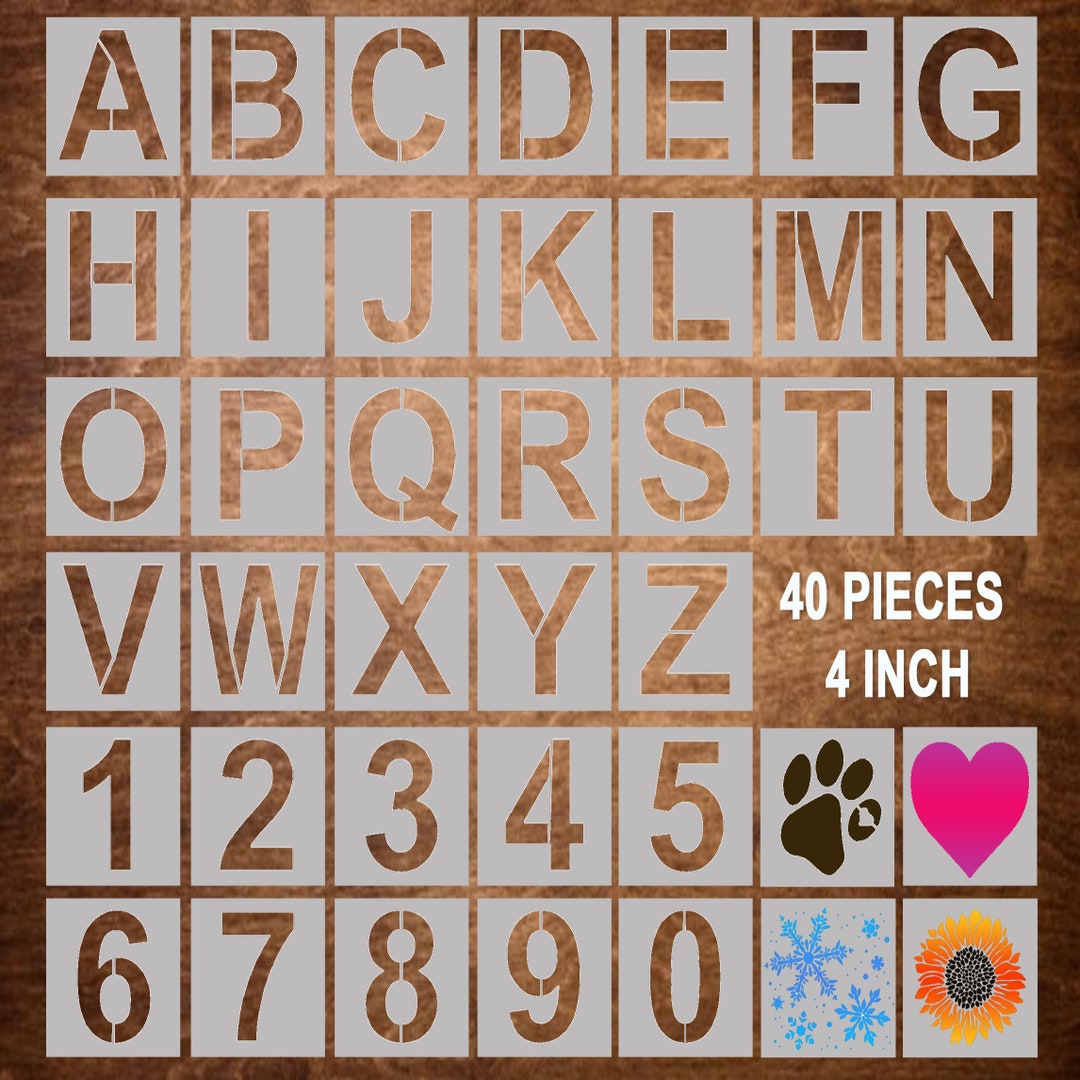 Alphabet Letter and Number Stencils, Individual Block Stencils ...