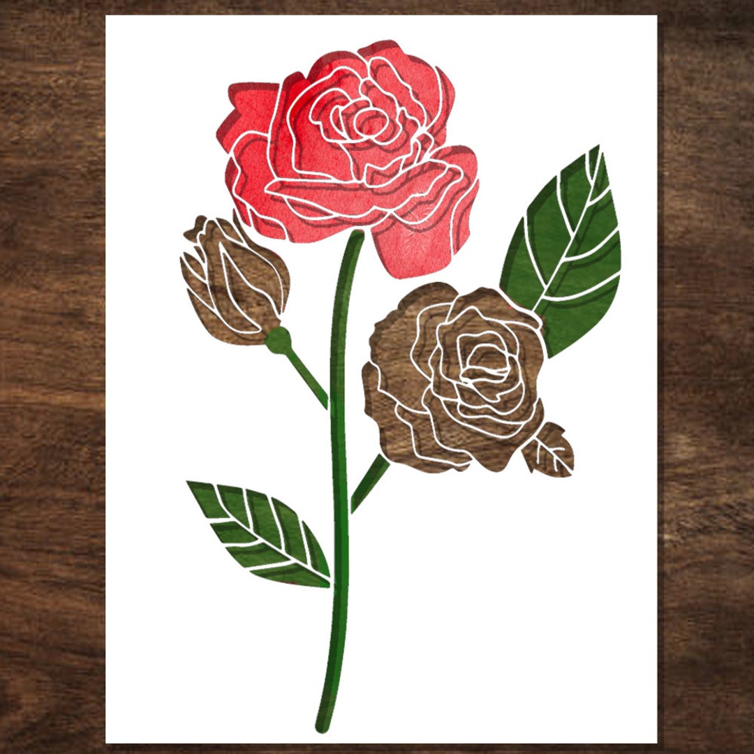 Rose Stencil, Flower Stencils for Painting on Wood, Canvas, Wall ...