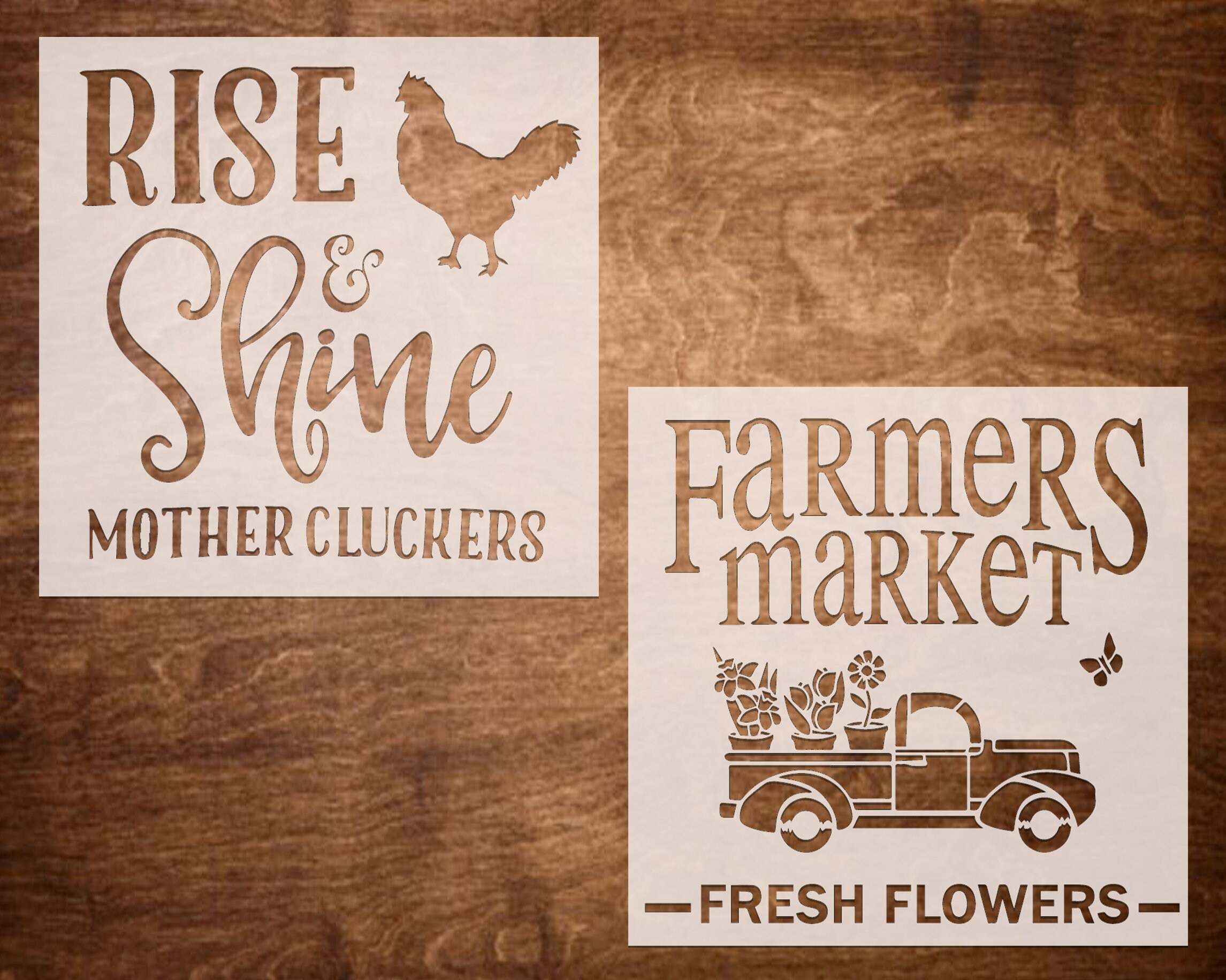 Farmhouse Stencil 2 Pack Farmhouse Rustic Decor Painting - Etsy