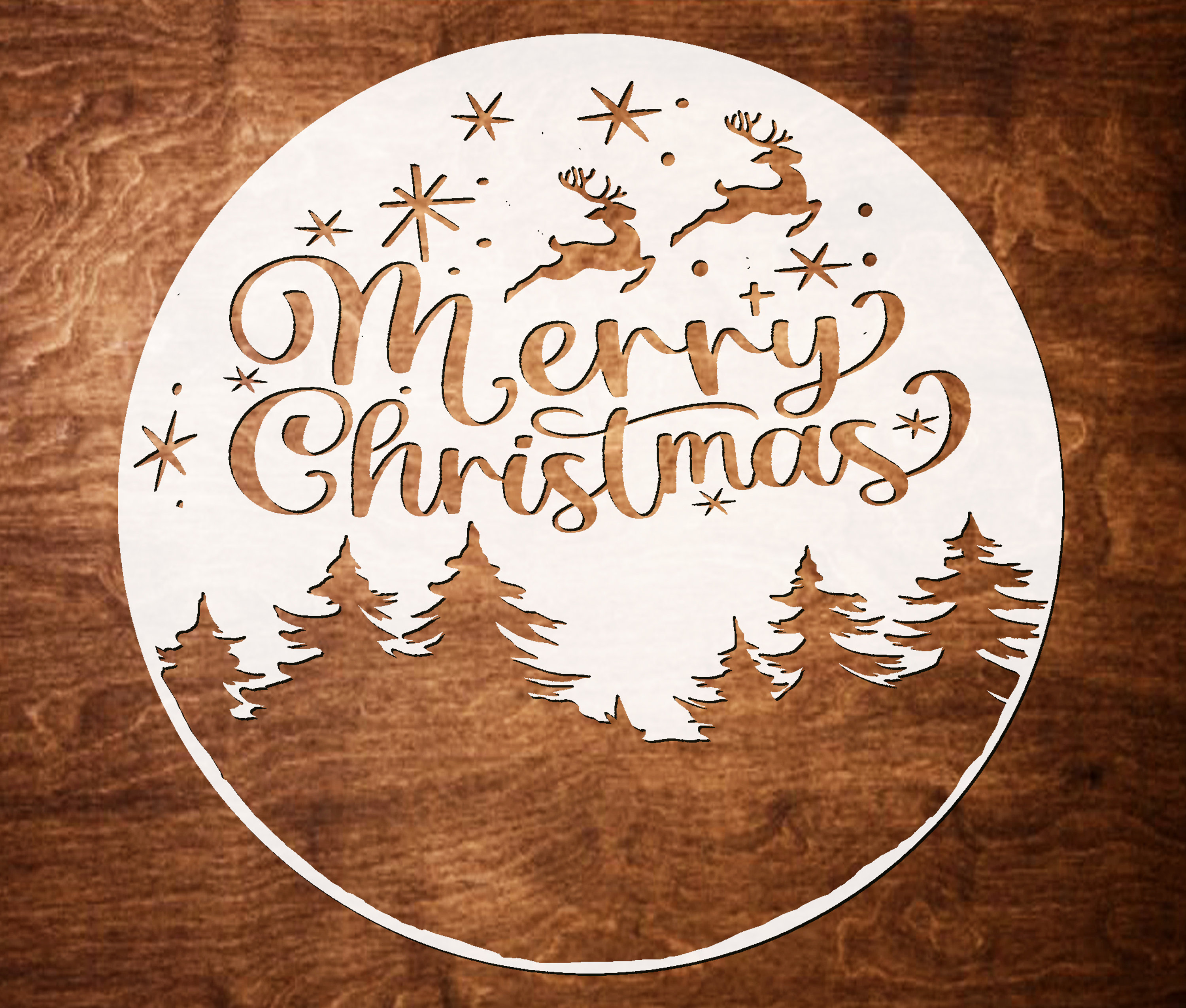 12 Inch Round Merry Christmas Stencil - CHRISTMAS TREE Stencil ...