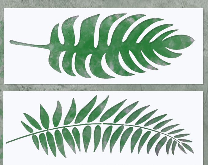 Leaf Stencils, TROPICAL and PALM LEAF Stencils, Reusable Large Wall ...