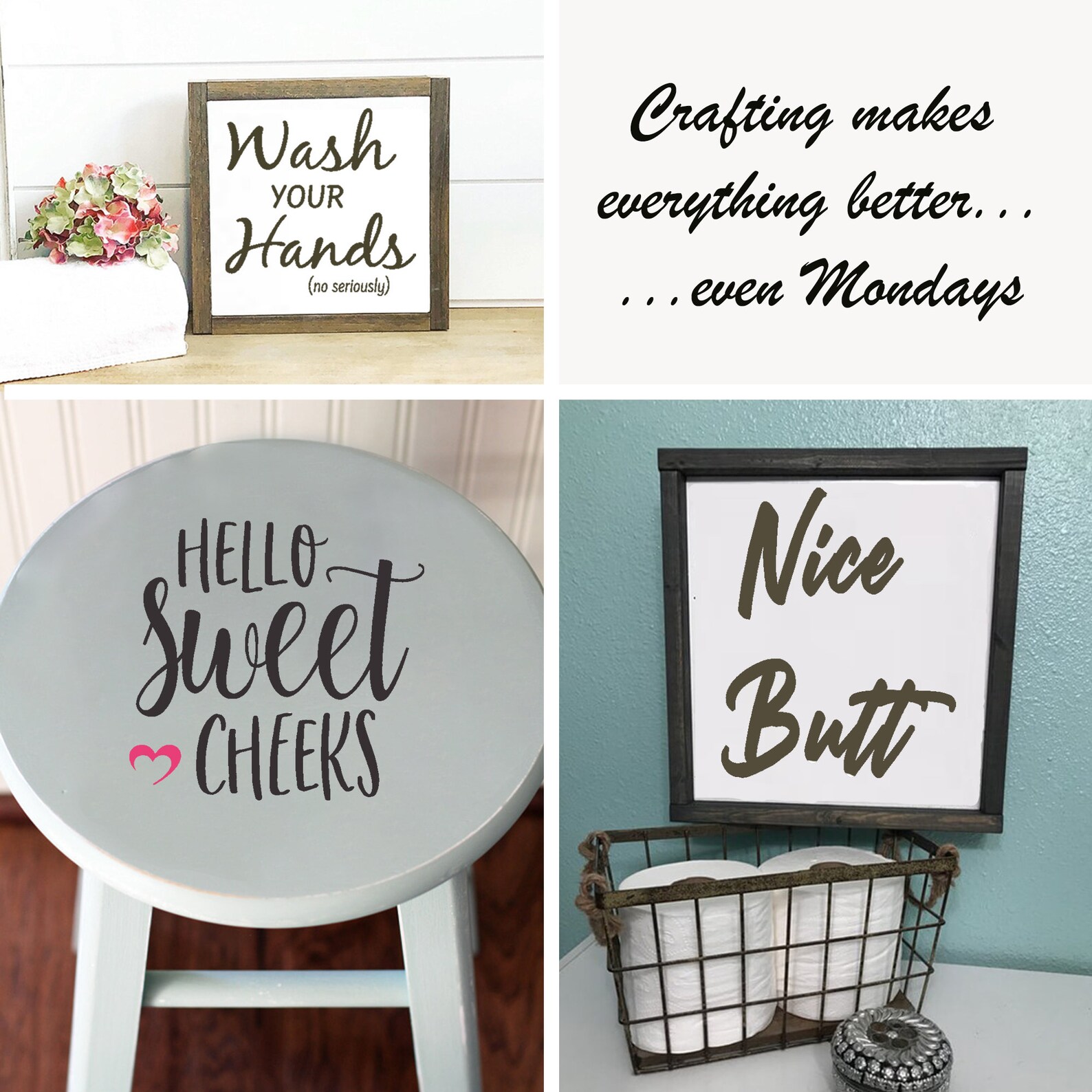 10"x10" Bathroom Stencils for Painting on Wood - Includes Wash Your ...