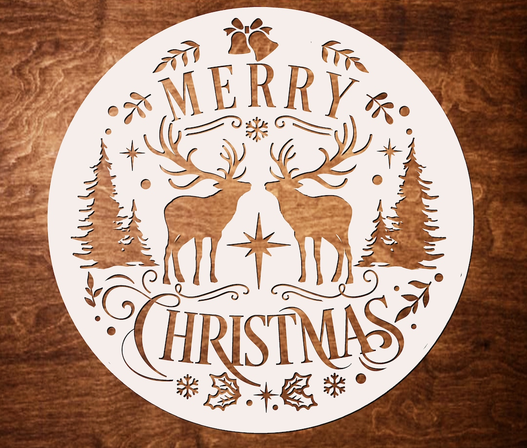 12 Inch Round Christmas Stencil - Merry Christmas Stencil - Christmas ...