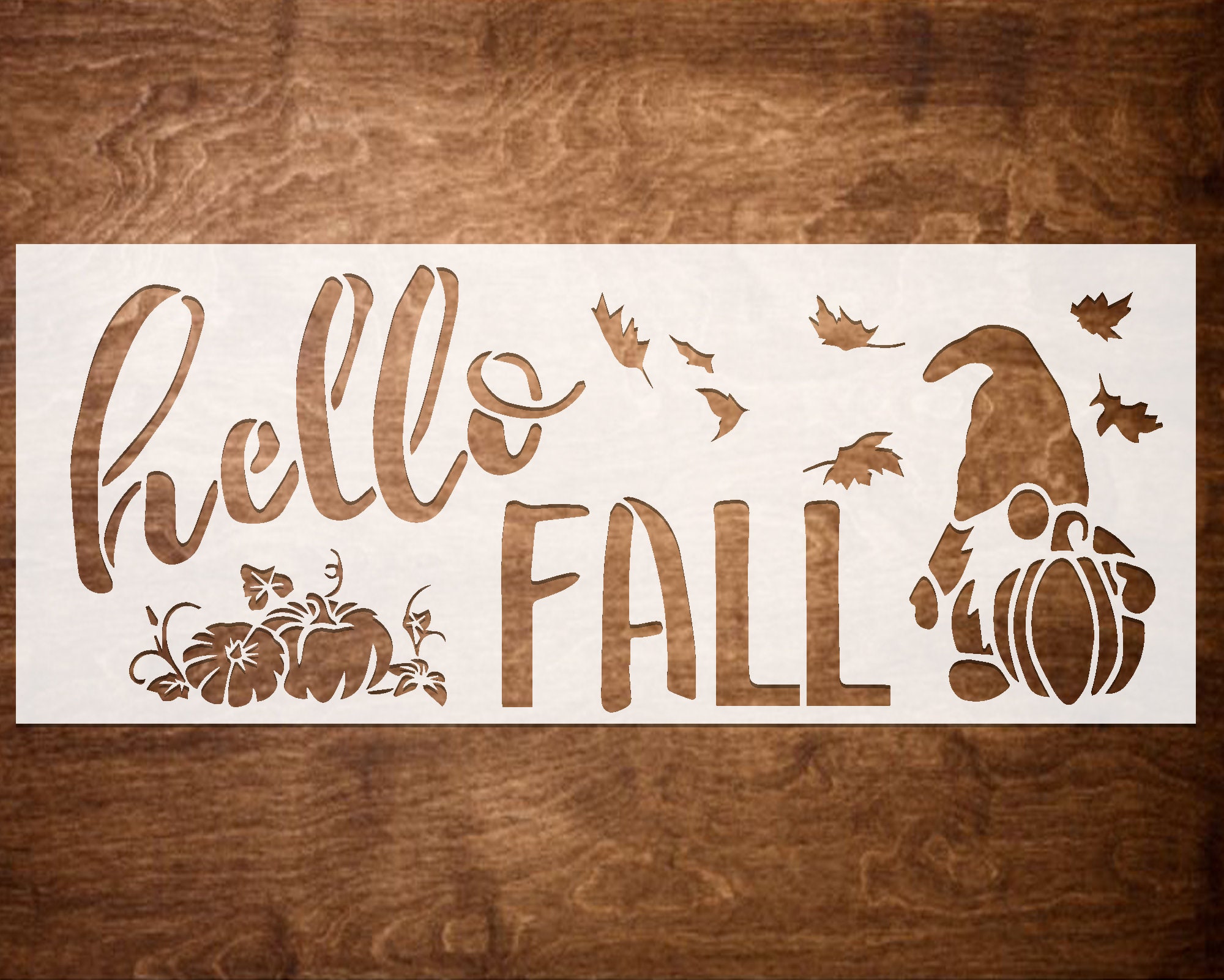 Hello FALL Stencil for Painting DIY Craft Gnome Stencil - Etsy