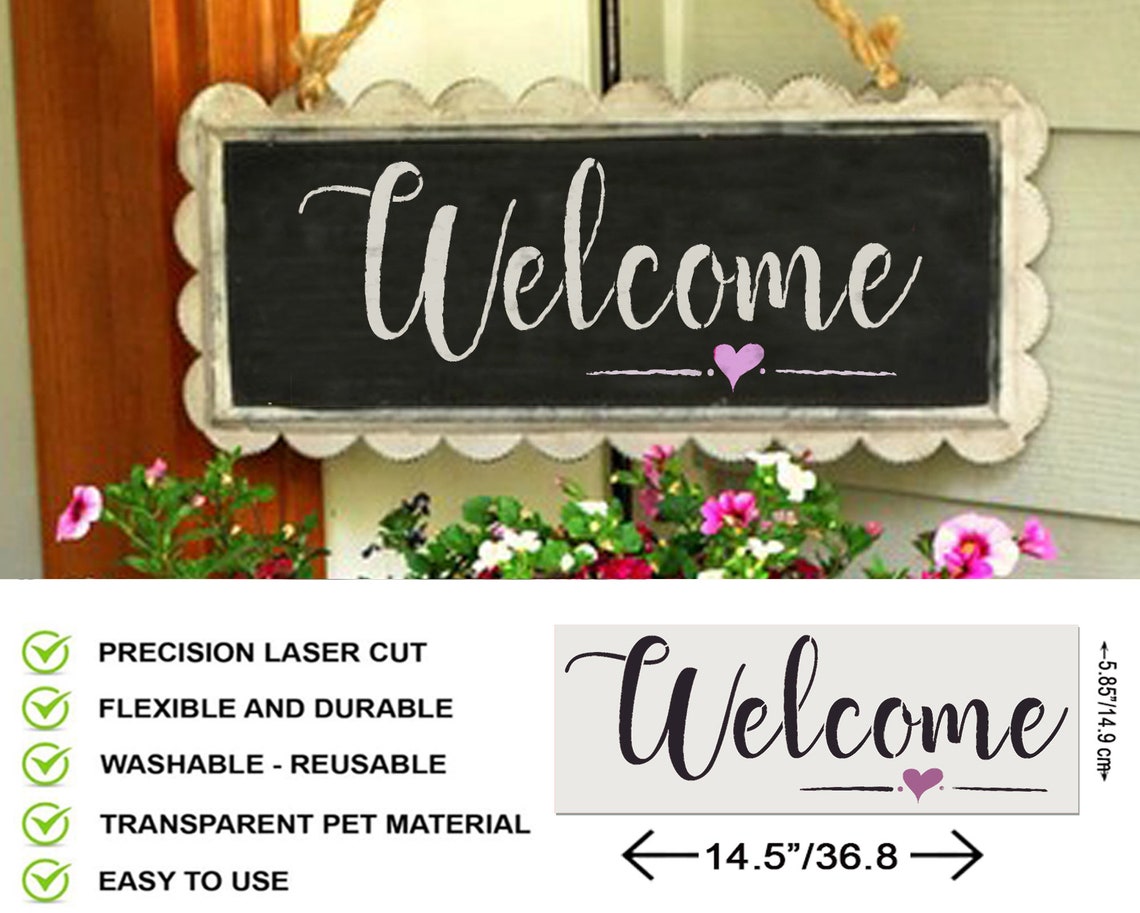 Welcome Stencil Reusable Stencil for Wood Signs Canvas and - Etsy