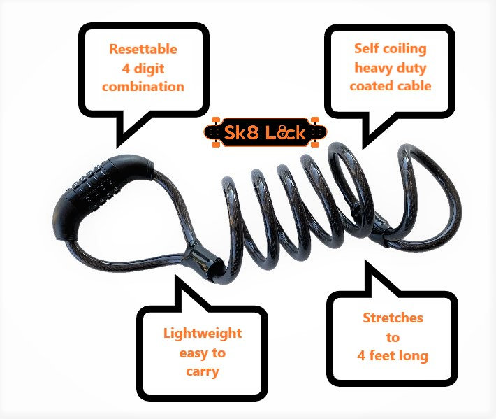 Sk8 Lock Skateboard and Hoverboard Lock. Also Works on Bikes, Scooters ...