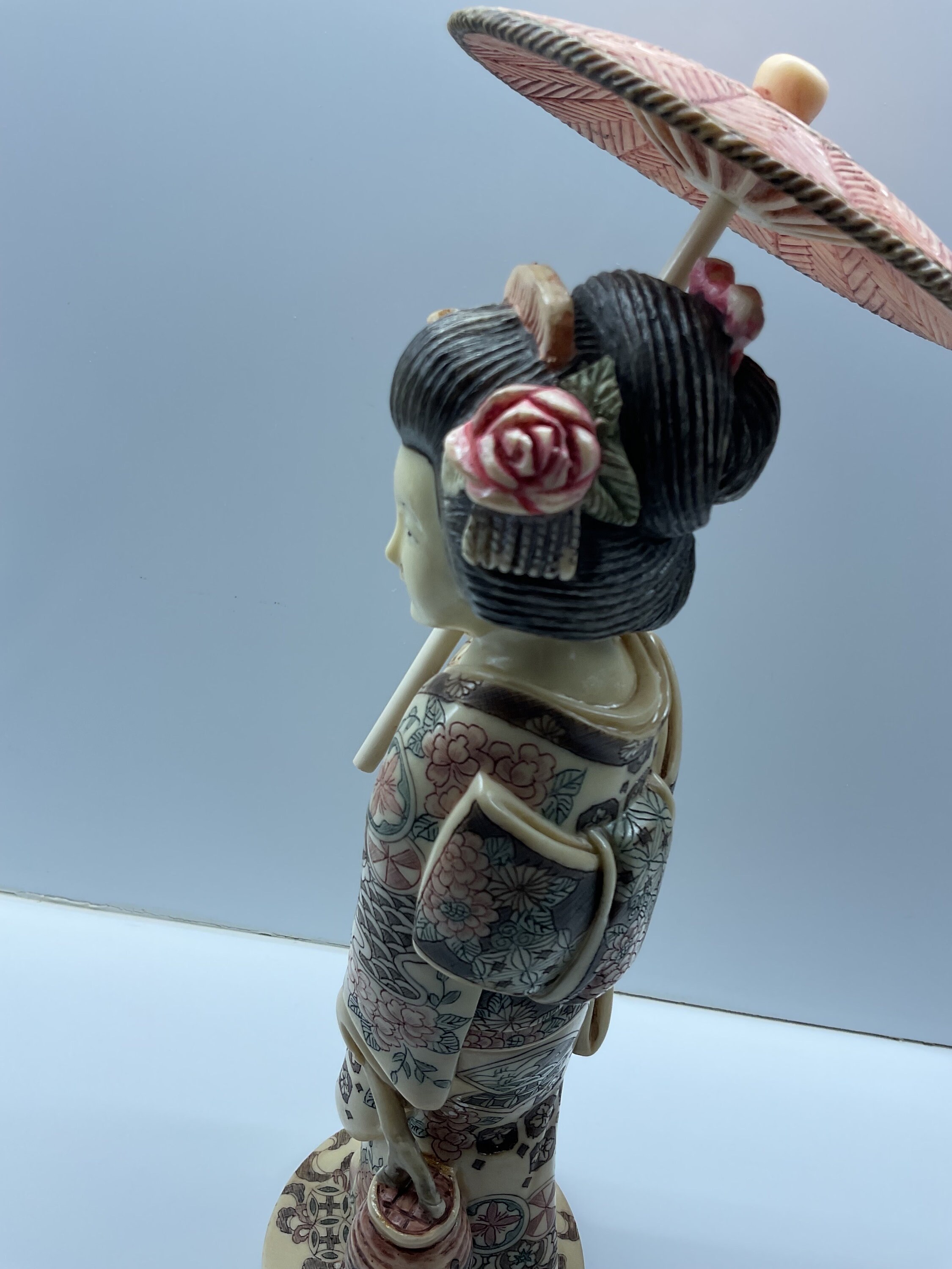 Chinese Geisha Figure With Parasol, Signed - Etsy