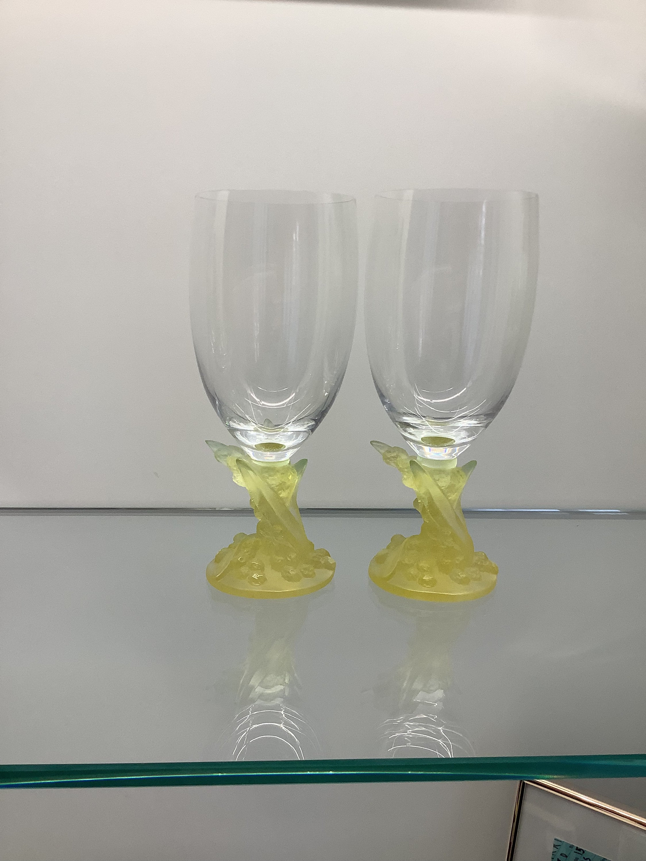 Daum France Crystal 2 Mimosa Wine Glasses - Etsy UK