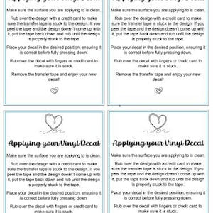Vinyl Decal Application Instructions Card: Small Business (printable PDF) - Etsy