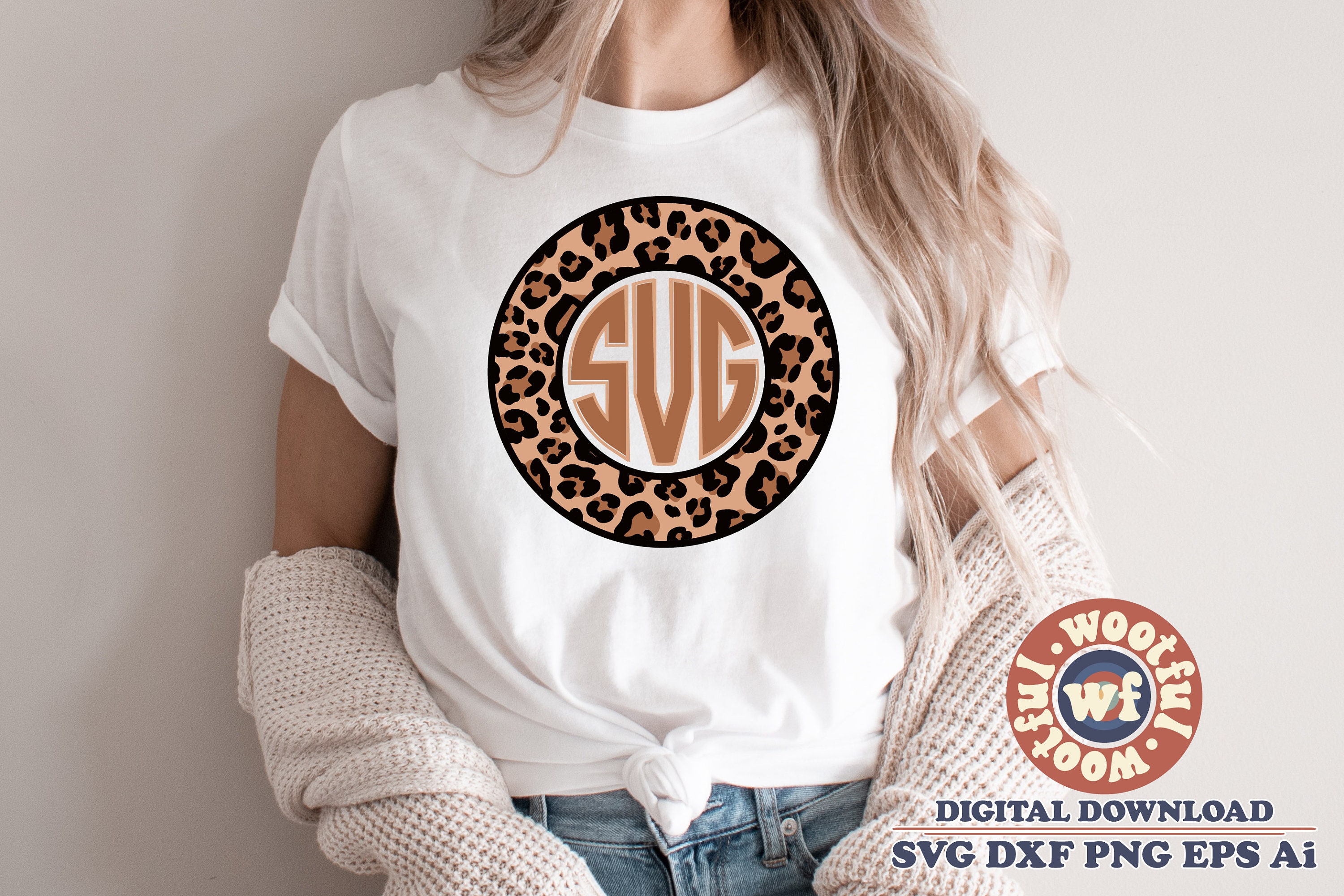 Leopard Print Circle Monogram Frame svg Circle Frame svg | Etsy