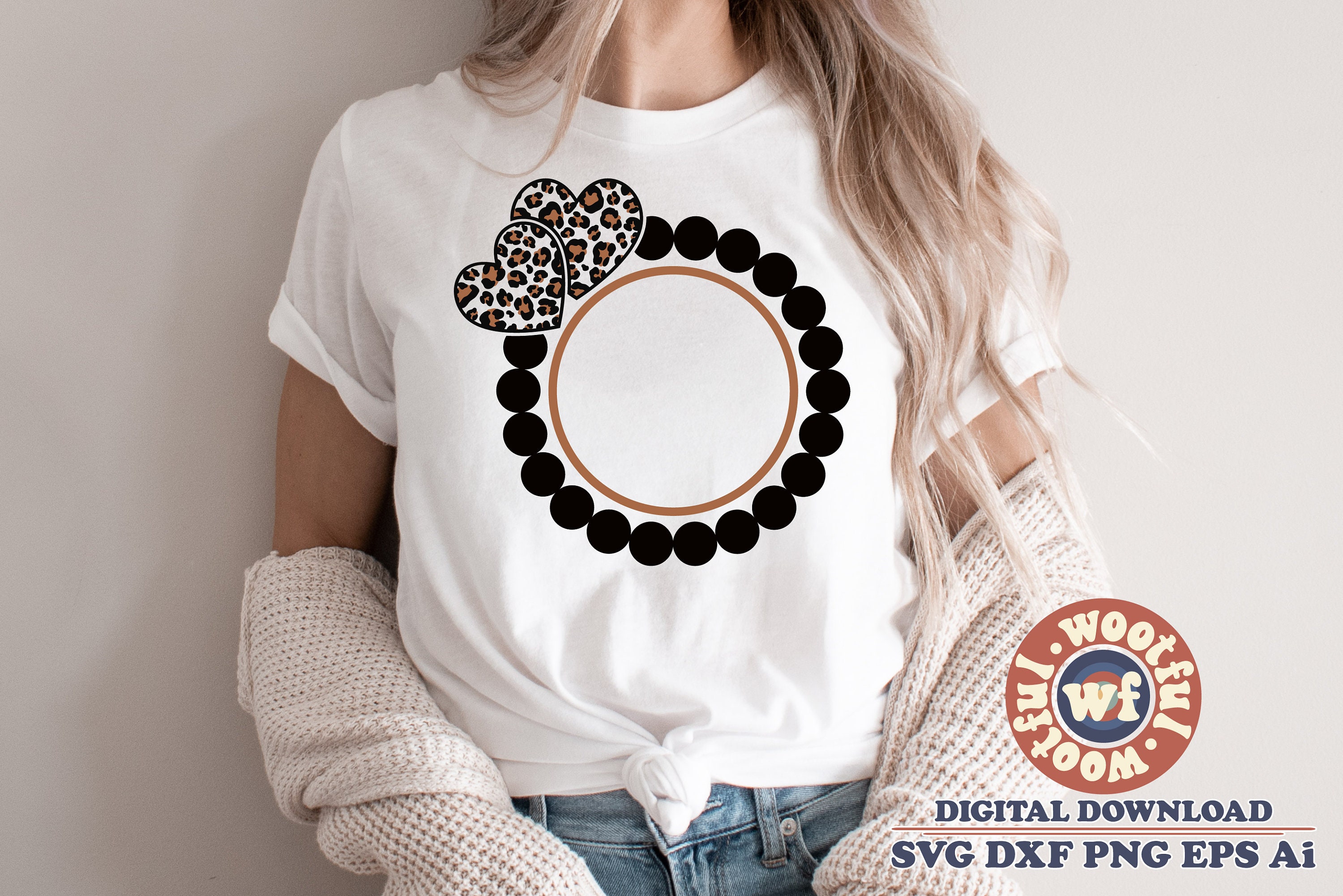 Leopard Print Heart Monogram Frame svg Circle Frame svg svg | Etsy