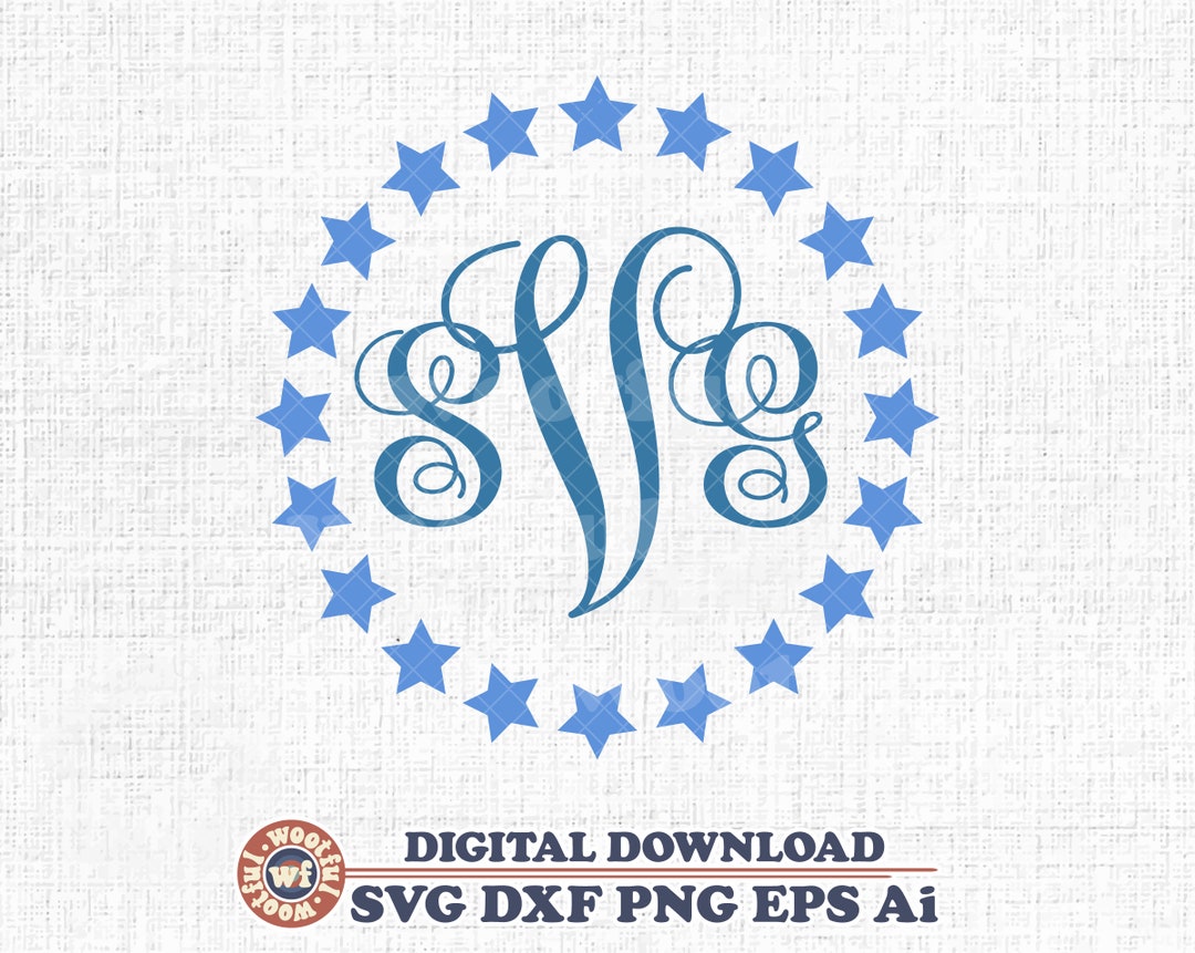 Monogram Svg, Circle Monogram Frame, Star Frame Svg, Star Monogram ...