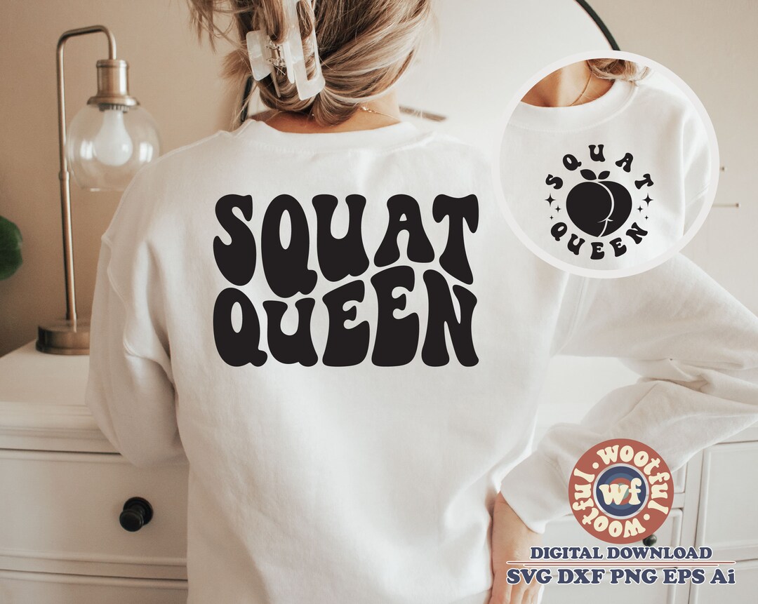 Squat Queen Svg, Workout Svg, Gym Mom Svg, Athlete Svg, Wavy Letters ...