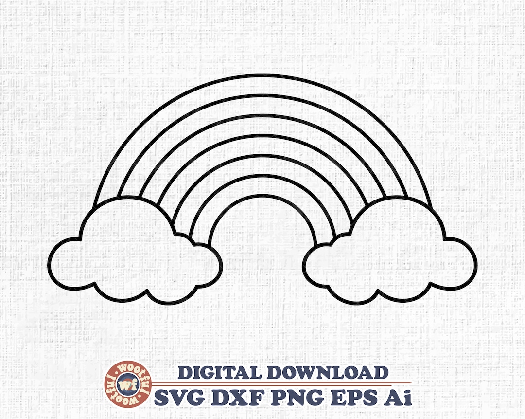 Rainbow Outline Svg Rainbow Clipart Svg Clouds Svg Cloud Rainbow