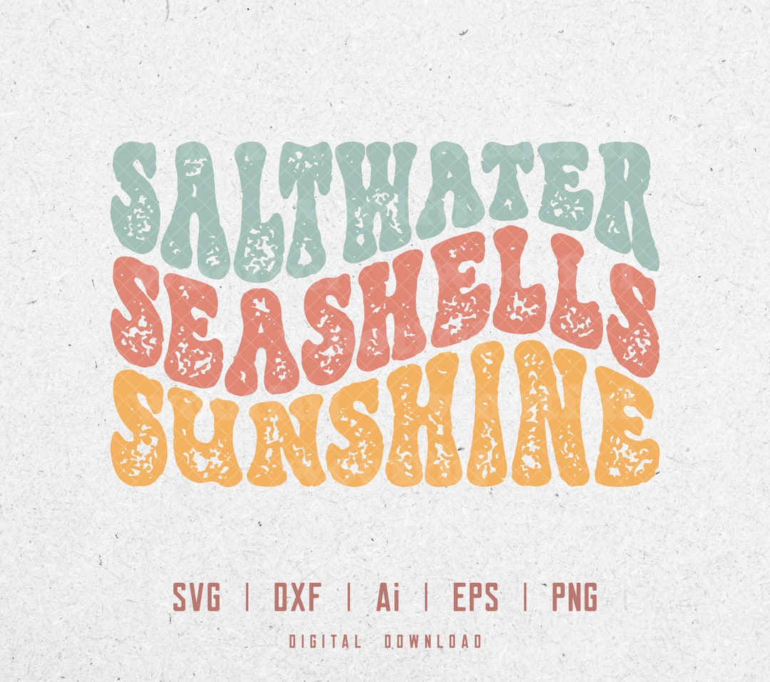 Saltwater Seashells Sunshine Svg, Summer Svg, Vacation Svg, Wavy ...