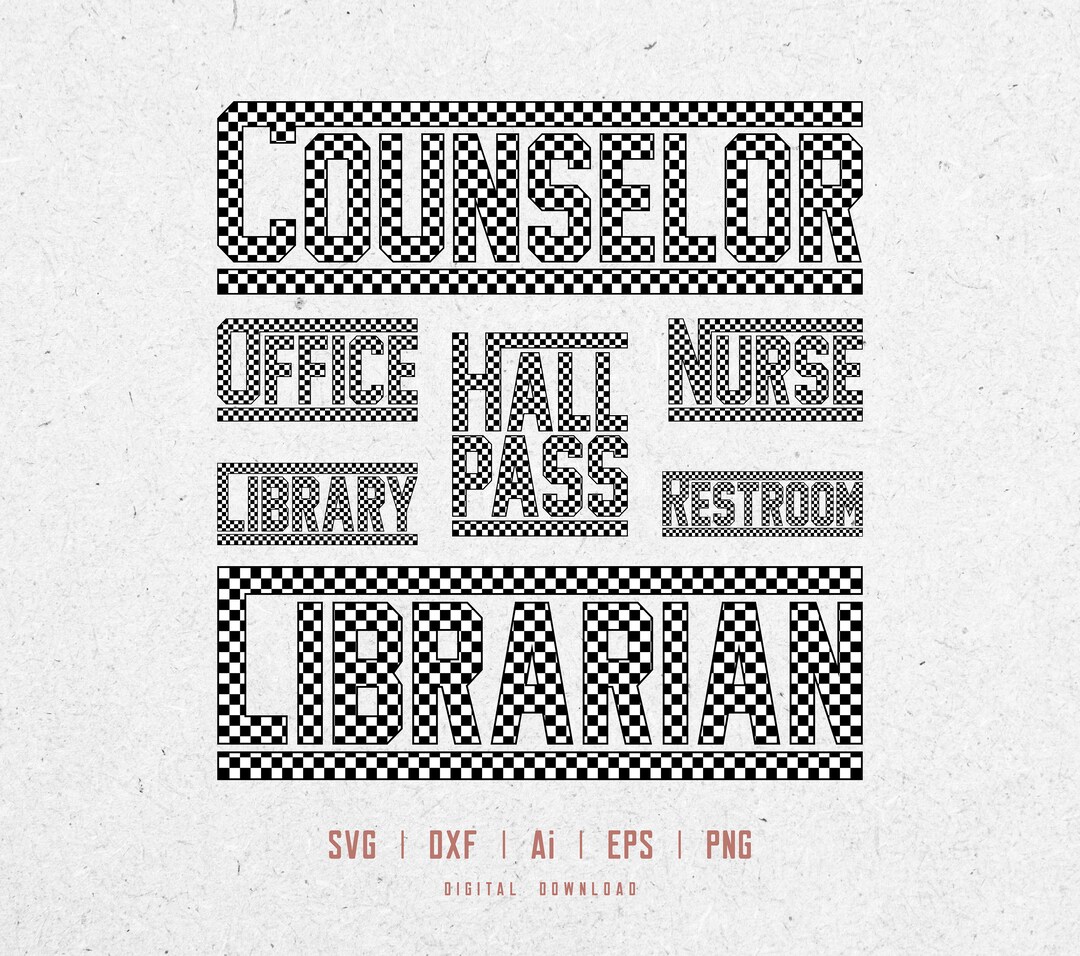 Retro Hall Pass Bundle Svg, Checkered Svg, Nurse Svg, Library Svg ...