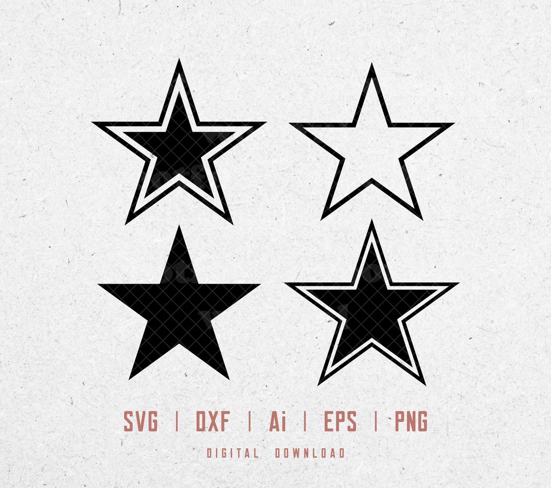 Star Svg, 4 Variations, Star Outline Design Svg, Star Shape Svg, Double ...